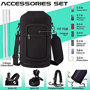 DIGJUPER Insulated Water-Jug Gallon Water Bottles - with Straw & Spout Lids, Paracord Handle & Bottle Carrier, 128OZ Metal Gallon Water Bottle Large, Vacuum Thermo Jug Stainless Steel Water Flask Jug