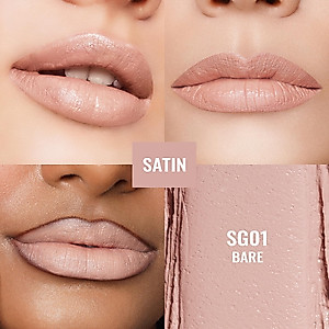 Oulac Beige Lipsticks for Women, Pale Nude Matte Lip Base, Full Coverage Lip Color, Satin Matte Finish, Cream Texture, Hydrating, Infused with Hyaluronic Acid, Vegan & Clean Beauty 4g SG01 Bare