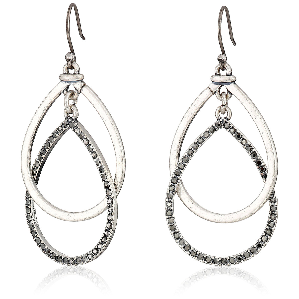 Lucky Brand Pave Double Hoop Earrings, Silver, One Size