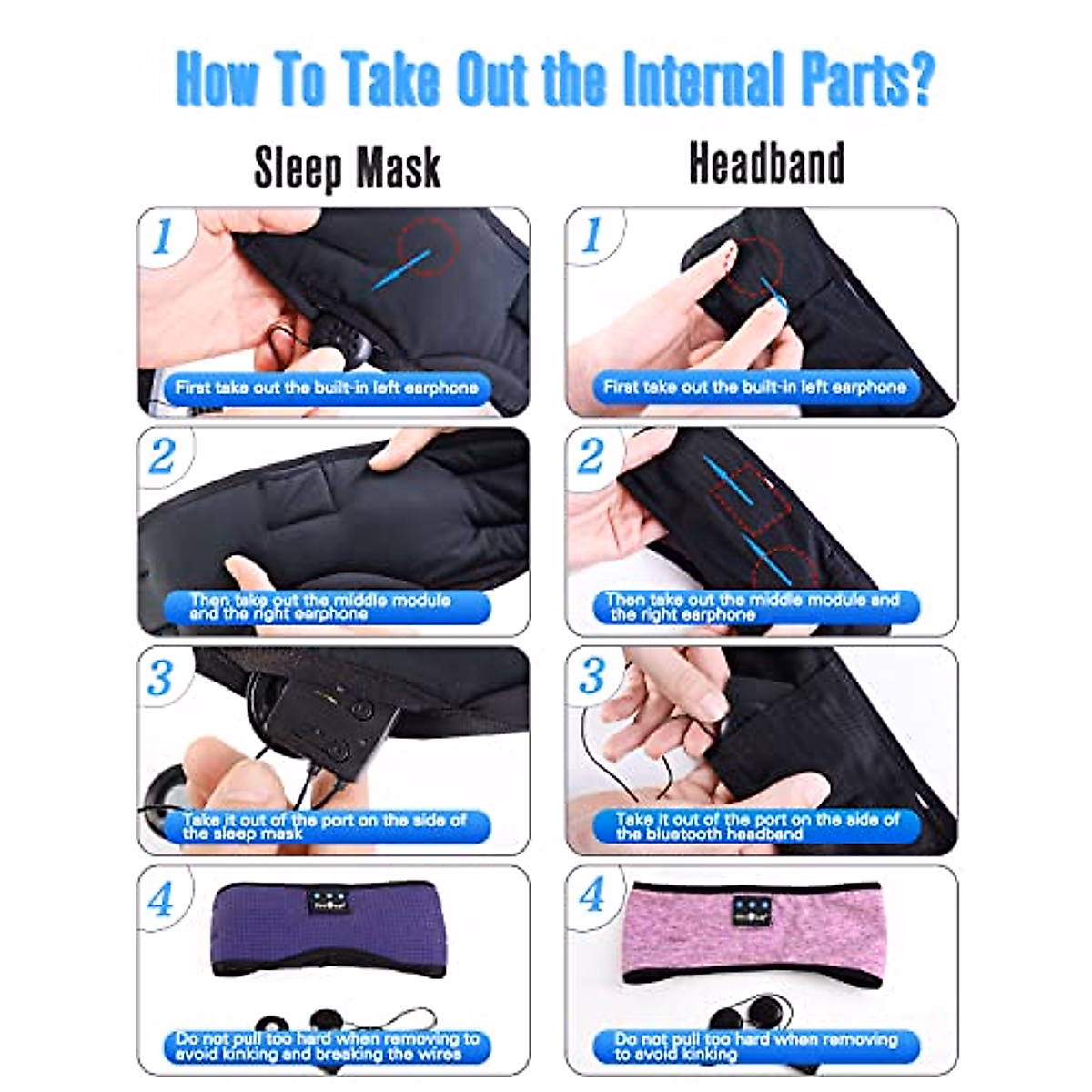 MUSICOZY Sleep Headphones Bluetooth Headband Sleeping Eye Mask & Bluetooth 5.2 Module Kit with Speakers and Charging Cable