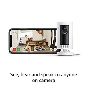 Introducing Ring Indoor Cam, Compact Plug-In HD security camera with two-way talk, White, Works with Alexa – 4-Pack
