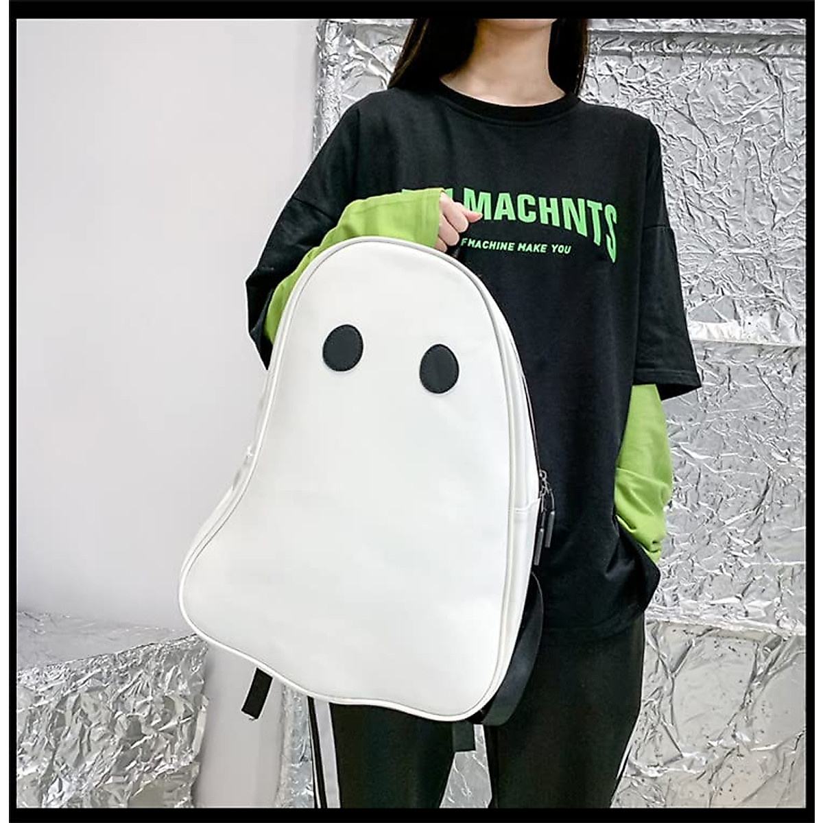 Novelty 3D Ghost Backpack Racksack Cute School Bag Bookbag Shoulder Bag for Teen Boys Girls (White)