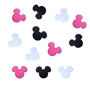 100 Pieces 2inch Minnie head inspired confetti Boy or Girl Baby Shower Mouse Confetti First Birthday Supplies Decorations Table Decor (Hot Pink Black White)