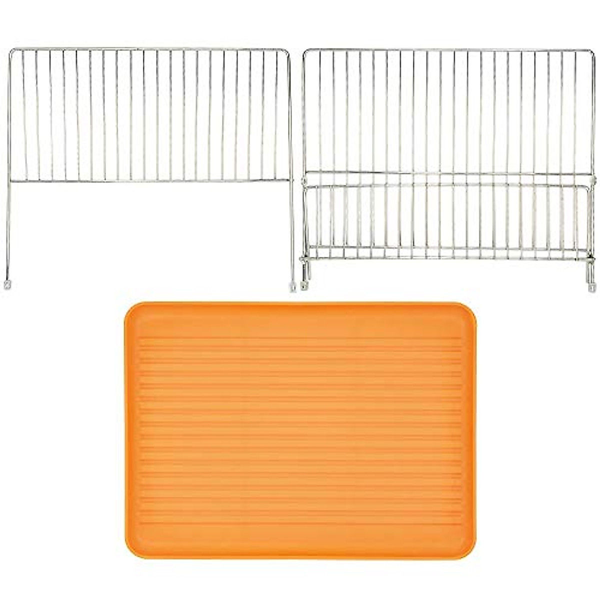Dish Drying Rack w/ Folding Drainer, Orange - Southern Homewares - Kitchen Utensil Cleaning Set for Plates, Bowls, Cups