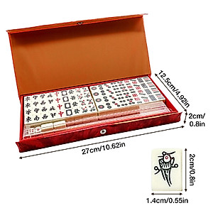 Bavokon Professional Chinese Mahjong Set,Mah Jong Set with Portable Long Mahjong Box,144 Numbered Melamine Large Size Tile with Carrying Travel Case,Complete Mahjong Game Set for Home Entertainment