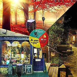 Solar Lights Outdoor (Super Large Size), 99 LED Solar Tiki Torches with Flickering Flame, Waterproof Solar Powered Lights Halloween Decorations Garden Yard Pathway Decor