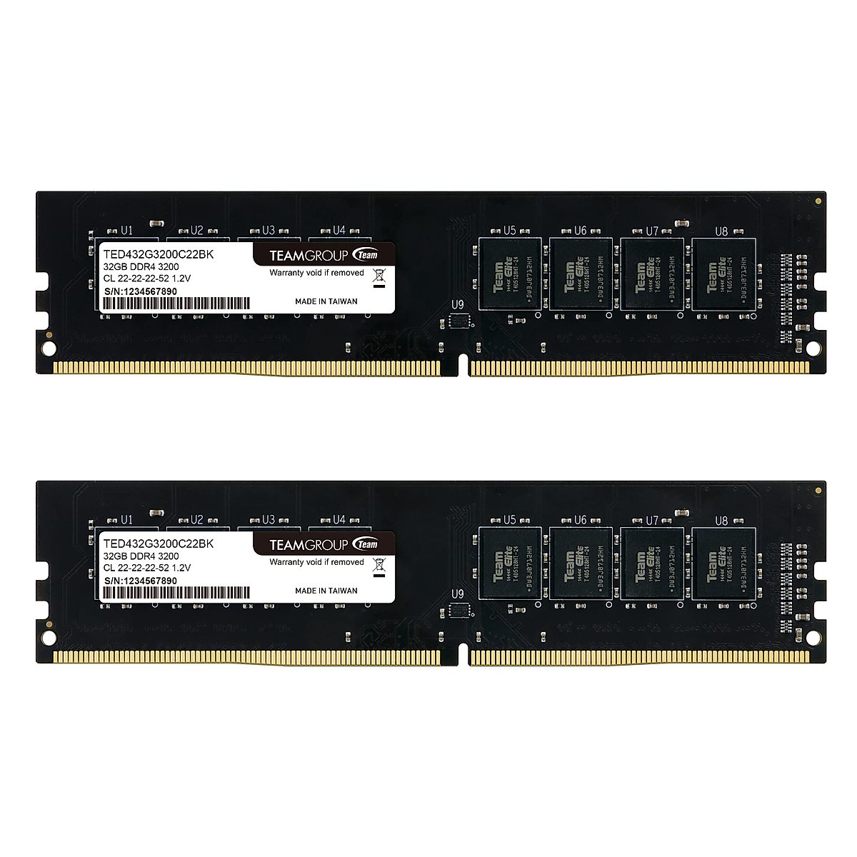 TEAMGROUP Elite DDR4 64GB Kit (2 x 32GB) 3200MHz (PC4-25600) CL22 Unbuffered Non-ECC 1.2V UDIMM 288 Pin PC Computer Desktop Memory Module Ram Upgrade - TED464G3200C22DC01