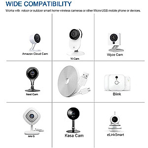 ALLICAVER 25ft Power Extension Cable,Charger for Wyze Cam, Wyze cam Pan, Blink XT, Yi Cam, and Security Cameras, USB to Micro USB