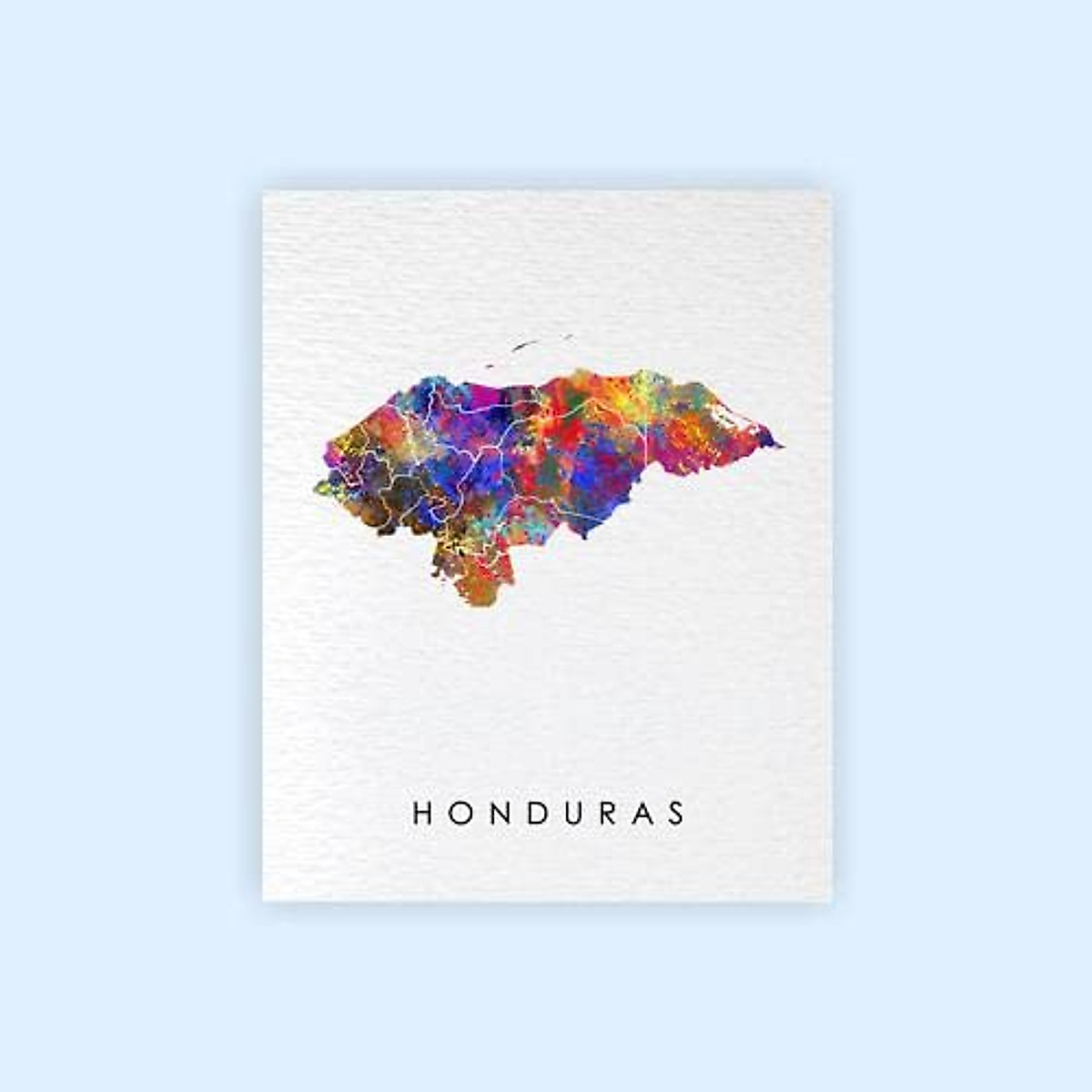 Dignovel Studios 8X10 Unframed Honduras Watercolor Art Print Map Motherland Country Caribbean Sea Central America illustrations Art Print Wall Wedding Poster Housewarming Wall Décor DN746