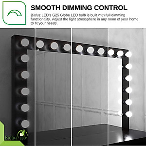 6 Pack Bioluz Dimmable Globe LED G25 Bulbs, 40 Watt Replacement (Uses 6 Watts), Warm White (2700K), 450 Lumens UL Listed - Dimming Light Bulbs for Bathroom, Soft White LED Filament Lights