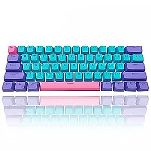 GTSP 61 Keycaps 60 Percent, Ducky One 2 Mini Keycaps for Mechanical Keyboard OEM Profile RGB PBT Keycap Set with Key Puller for Cherry MX Switches GK61/SK 61/Joker (Only keycaps) Blue