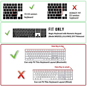 WYGCH Ultra Thin Silicone Full Size Wireless Numeric Keyboard Cover Skin for Mac 2017 Magic Keyboard with Numeric Keypad MQ052LL/A A1843 US Layout,Ombre Purple