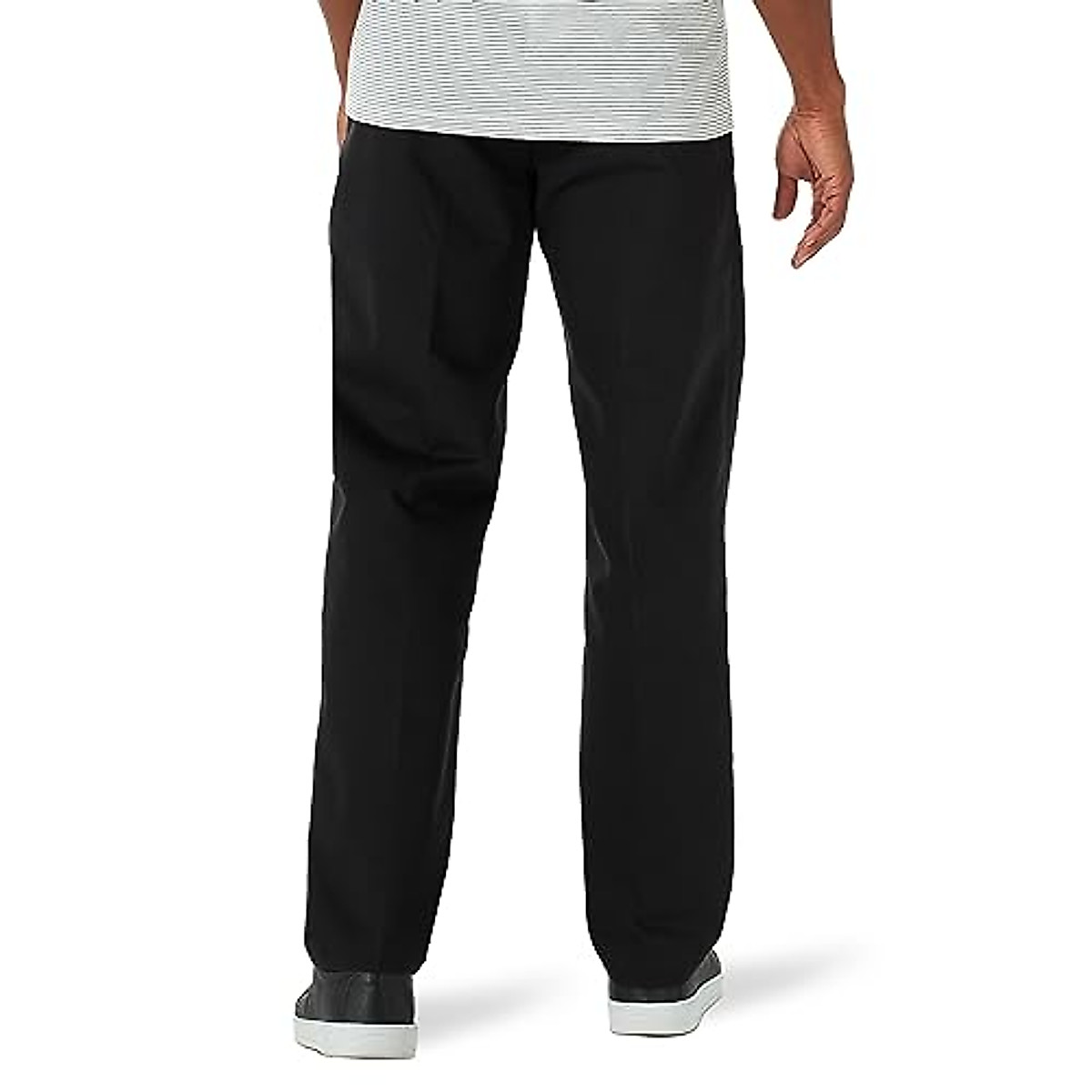 Lee Men's Total Freedom Stretch Relaxed Fit Flat Front Pant, Black, 40W x 29L