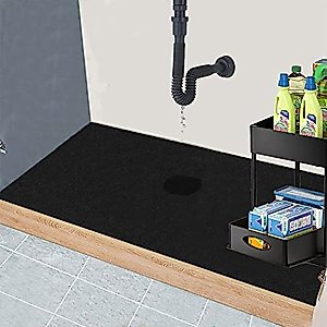 AiBOB Under the Sink Mat, 24 X 30 in, Durable Premium Mats Protect Kitchen and Bathroom Cabinets, Waterproof Absorbent Shelf Liner, Black