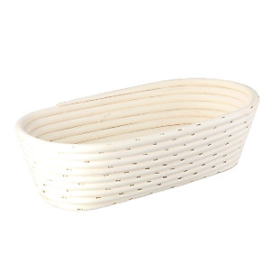 Leadigol Bread Banneton Proofing Basket + Dough Scraper,11 inch Oval Long Bread Dough Proofing Rising Rattan Basket & Liner,Rattan Brotform Bread Dough Set