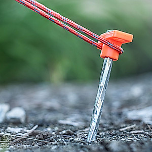 SE 10” Metal Twisted Tent Pegs with Orange Plastic Stoppers (10-Pack) - 909NRC-T10
