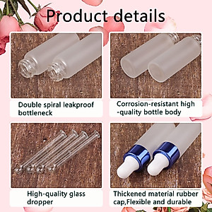 Kesell 50 Pack Dropper Bottles 5ml Frosted Glass Sample Bottles Refillable Essential Oil Dropper Bottle Perfume Cosmetic Liquid Sample Bottle with 3 Funnels, Blue Cap