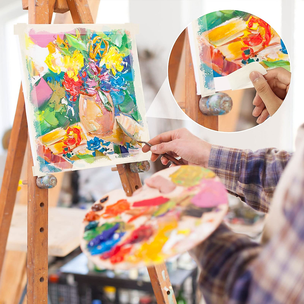 Masking Tape Bulk 1 Inch 20 Packs Drafting Painters Tapes White Beige, General purpose Masking Tapes for Painting, Labeling, Packing, Craft, Art, Home, Office, School, 1 Inch x 55 Yards x 20 Rolls