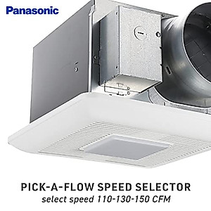 Panasonic FV-1115VQL1 WhisperCeiling DC Ventilation Fan with LED Light - 110-130-150 CFM - Ceiling or Wall Mount Bathroom Fan