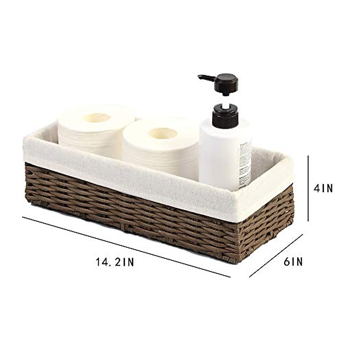 HOSROOME Bathroom Wicker Baskets for Organizing Toilet Paper Basket Storage Basket for Toilet Tank Top Decorative Basket for Closet, Bedroom, Bathroom, Entryway, Office（Set of 2,Brown