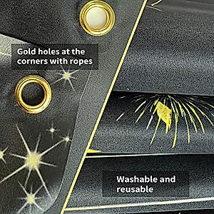 ArtAubrey Black Gold 51th Birthday Party Banner, 51th Birthday Decorations for Women Men, Back in 1973 Backdrop Party Supplies, 51 Year Old Photography Background