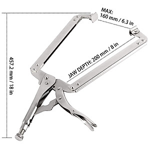 HOZEON 3 PCS 18 Inch C Clamp Welding Pliers with Swivel Pads, Heavy Duty Locking Pliers, Woodworking Clamps Set, Adjustable Nickel Plated C Pliers for Wood Working, Welding, Electrician Maintenance