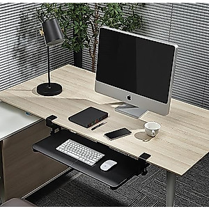 VONDETYR Clamp-on Rotating Computer Keyboard and Mouse Tray, Slide Out with Sturdy C-Clamp Mount,Ergonomic Typing, Black