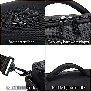 CADeN Compact Camera Shoulder Crossbody Bag Case Compatible for Nikon, Canon, Sony SLR/DSLR Mirrorless Cameras and Lenses Waterproof (1.0 L, Black)