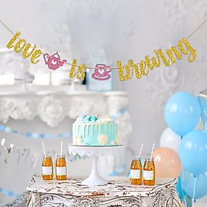 Dalaber Love is Brewing Banner for Wedding/Engagement/Bridal Shower/Bachelorette Tea Coffee Bar Decoration, Table Bunting Banner Sign Party Decorations