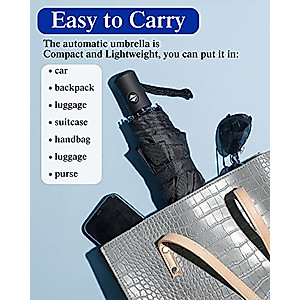 Wesiti 10 Pack Rain Umbrellas Bulk Windproof Travel Umbrellas Folding Umbrella Automatic Open and Close Collapsible Umbrella Portable Compact Umbrella for Family Men Women Kids (Black, Navy)