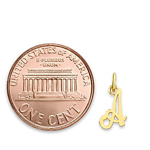 Solid Gold Initial Charm Available in A-Z, Tiny Cute Letter Jewelry (C)