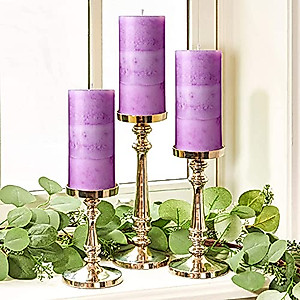 CRYSTAL CLUB Lavender Scented Pillar Candles, Set of 3 Tall 3x6 Inch Candles Rustic Purple, Clean Burning and Dripless Candle Lights, for Home Decor, Wedding, Party Decorations Lilac Candle