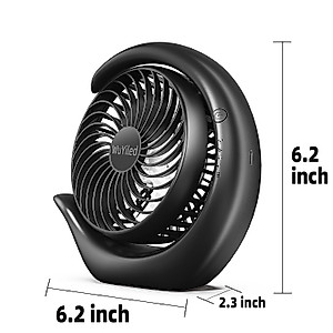WUYILED Small Rechargeable Fan, Portable Usb or Battery Fan, 3600mah Small Desk Fan, 8-24Hours Working, 3 Speed & Keep Quiet, 3.28Ft Charging Cord(Black)