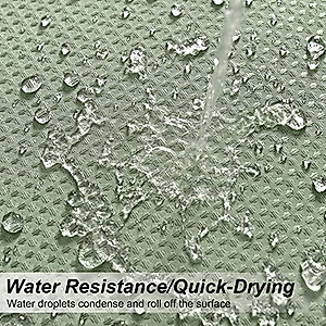 GERGELLA Sage Green Shower Curtain - Waffle Heavy Duty Fabric Shower Curtains for Bathroom, Showers, Hotel Spa Luxury Weighted Polyester Cloth Bath Curtain Set with 12 Hooks，72Wx72H,Green