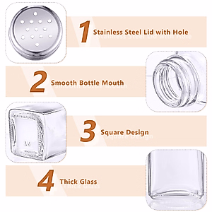 Bokon 48 Pack Glass Salt Shaker Bulk with Stainless Lids Tops 2.7oz Small Spice Shaker for Kitchen Restaurants and Catering Wedding Party Supplies (Classic)