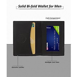 LB LEATHERBOSS Genuine Leather Small Bifold Plain Credit Card Holder Wallet for men women, Brown