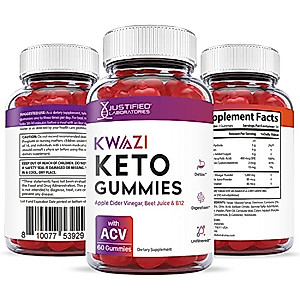 Justified Laboratories (2 Pack) Kwazi Keto Gummies 1000MG ACV with Pomegranate Juice Beet Root B12 120 Gummys