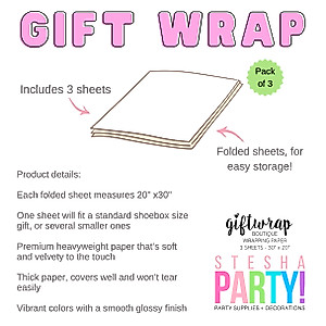 Stesha Party Woodland Wrapping Paper Forest Animal Baby Gift Wrap - 30 x 20 Inch (3 Sheets)