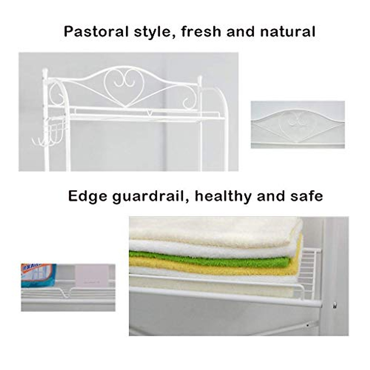 Hokcus Multi-Functional Shelf Washer Storage Frames for Over Toilet,Shelf 2-Layer Over Washinghine Storage Rack,Utility Metal Bathroom Shelf,Adjustable Foot Pad - 2 Layers with 3 H