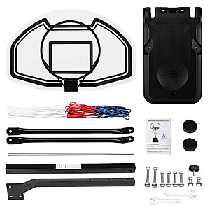 Homtoozhii Pool Basketball Hoop System Stand Backboard Adjustable 61-70 inch Portable Basketball Goal Outdoor Poolside Applicable Ball Model 7# Ball