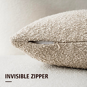 Foindtower Pack of 2 Textured Boucle Throw Pillow Covers Accent Solid Pillow Cases Cozy Soft Decorative Couch Cushion Case for Chair Sofa Bedroom Living Room Home Decor, 18 x 18 Inch,Oatmeal