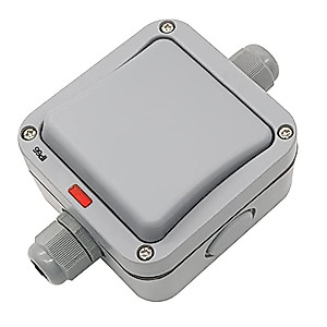 Taiss Outdoor Switch IP66 Waterproof Switch with Red LED Indicator,1-Gang 2-Way SPDT Light Switch,10A 220V-250V Outdoor Garden Electrical Switch