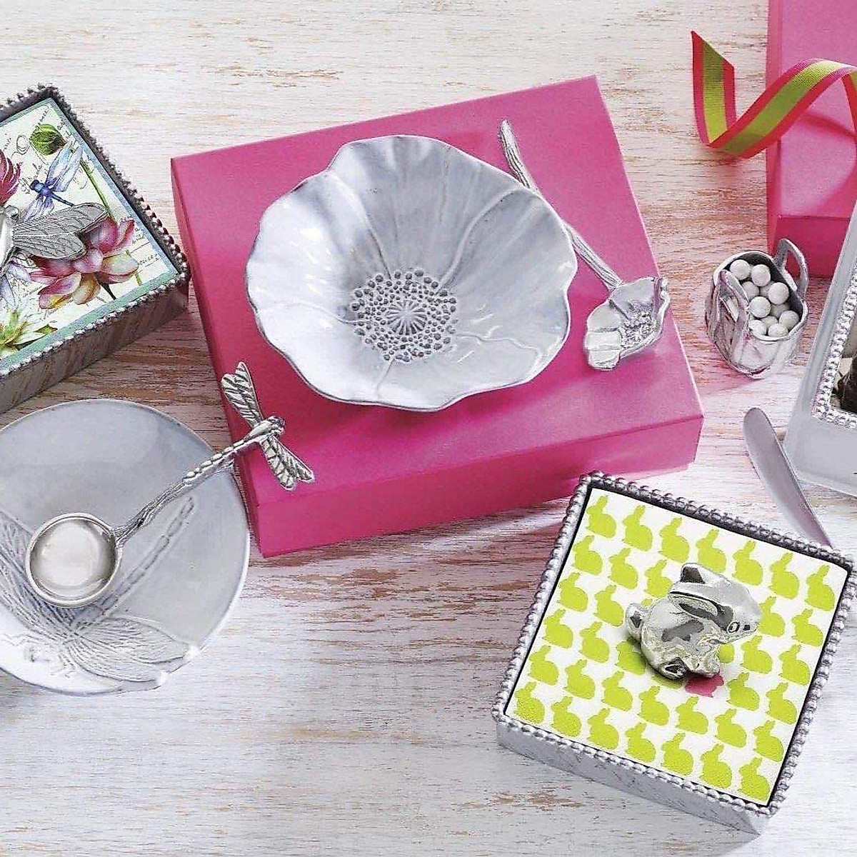 MARIPOSA Ceramic Canape Plate with Poppy Spoon, Grey