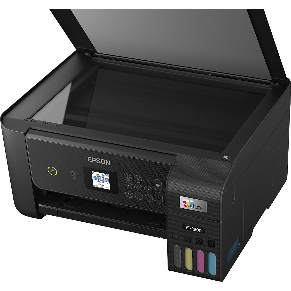 Epson EcoTank ET-2800 All-in-One Wireless Inkjet Color Printer, Print&Copy&Scan, 1200x2400 dpi, 1.44" Color LCD Display, Cartridge-Free, Photo Printing, Wi-Fi, Black, with Lanbertent Printer Cable