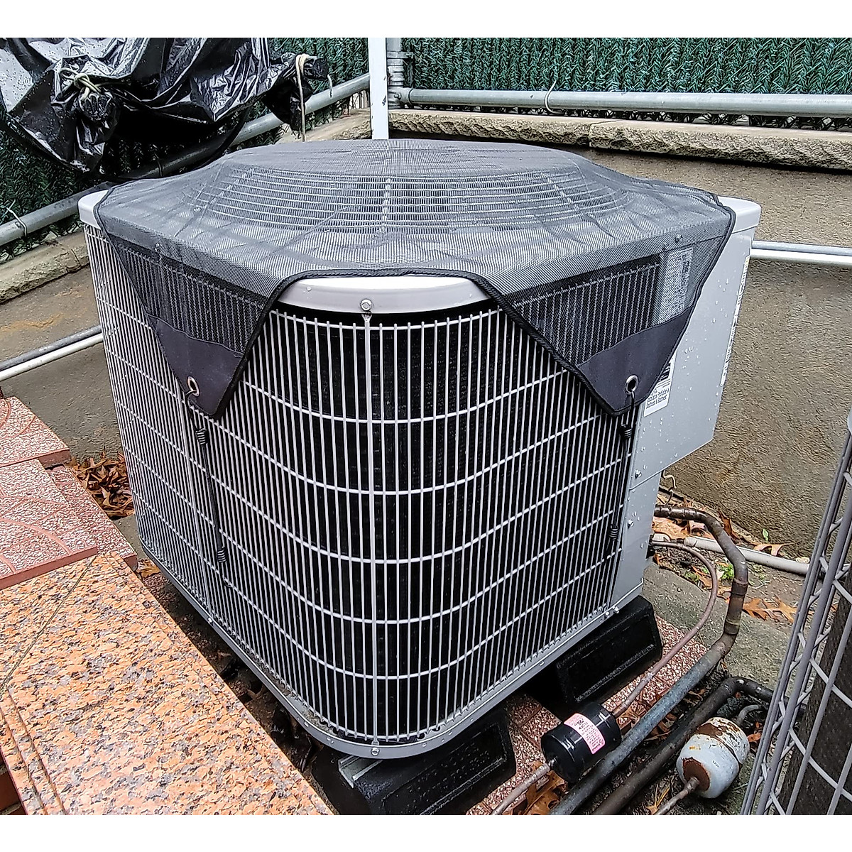 Air Conditioner Covers for Outside Units, Durable Leaf Guard Mesh Ac Cover for Outside Unit All Season Universal Condenser Heat Pump Cover for Outdoor Central AC Defender Set (36" x 36")