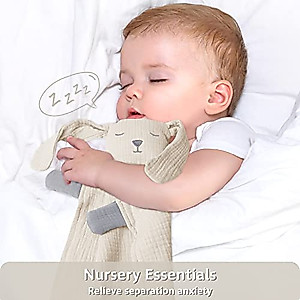 Lulu moon Baby Security Blanket for Unisex, Cotton Muslin Baby Lovey, Soft & Breathable Lovie Baby Gifts for Boys and Girls, 15 * 12 Inch (Cream)