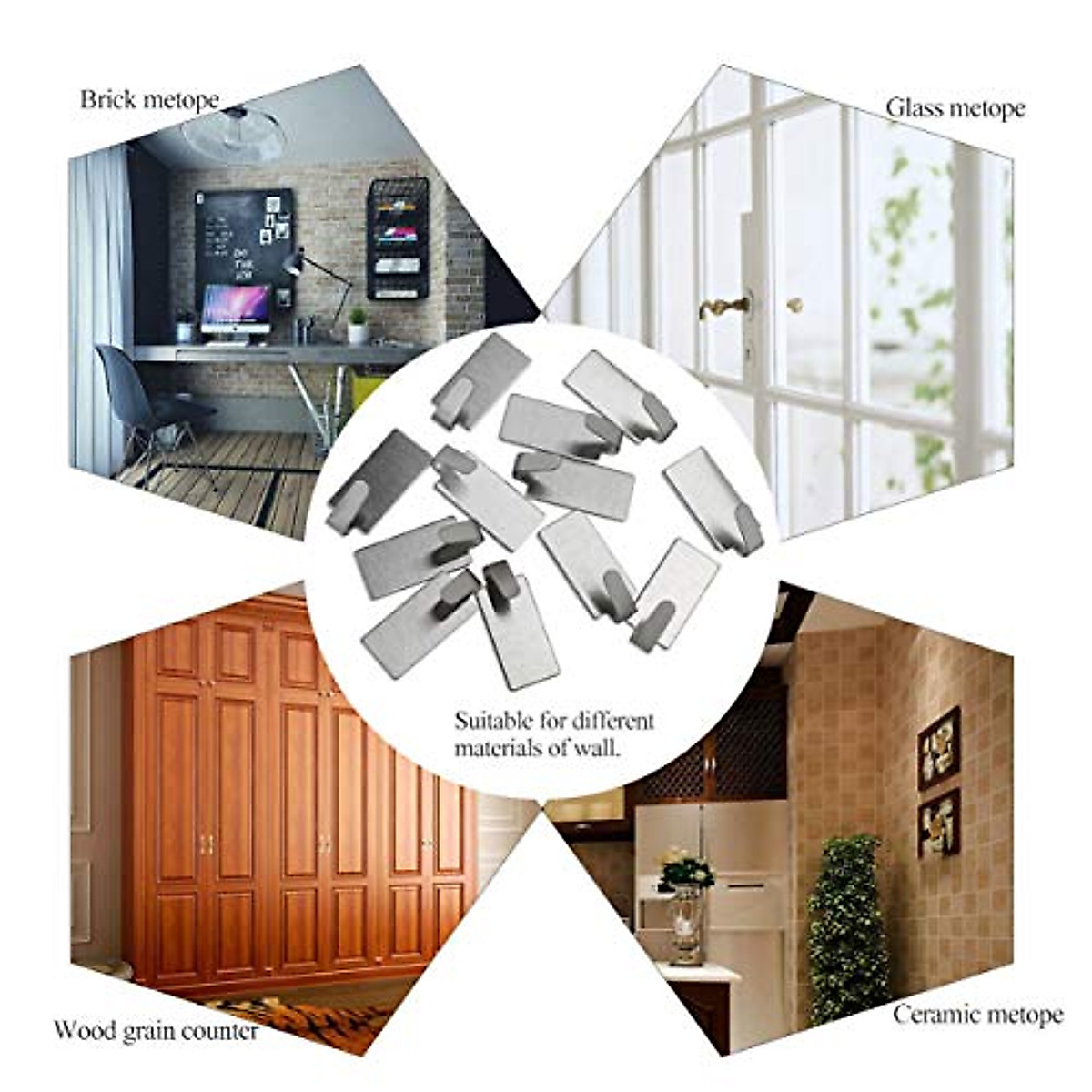 VORCOOL Outdoor Towel Hooks Adhesive Hooks Sticky Wall Hooks, Towel Hanger Stick on Hooks for Hanging Door Cabinet Kitchen Bathroom Home Heavy Duty Metal Hangers