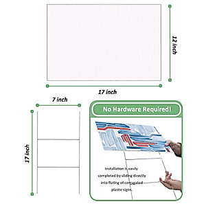 4 Pack Blank Yard Signs with Metal Stakes,17x12 Inches Corrugated Plastic lawn Yard Signs for Garage,Yard Sale,Outdoor