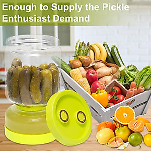 Glass Pickle Jar with Strainer Flip and Brush - 49oz Wide Mouth Hourglass Pickle Container for Wet and Dry Pickle Juice, Pickle Jar with 2 Leak Proof Airtight Lids, Time Recorder Jar, PicFood Storage