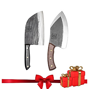 COOLINA The Real Duo Lixy & Promaja High Carbon Steel Knife Set, Butcher's Knife for Meat & Bone, Versatile Chef’s Knife for Chopping & Dicing, Full Tang, Ergonomic Handles, Perfect for BBQ & Grill